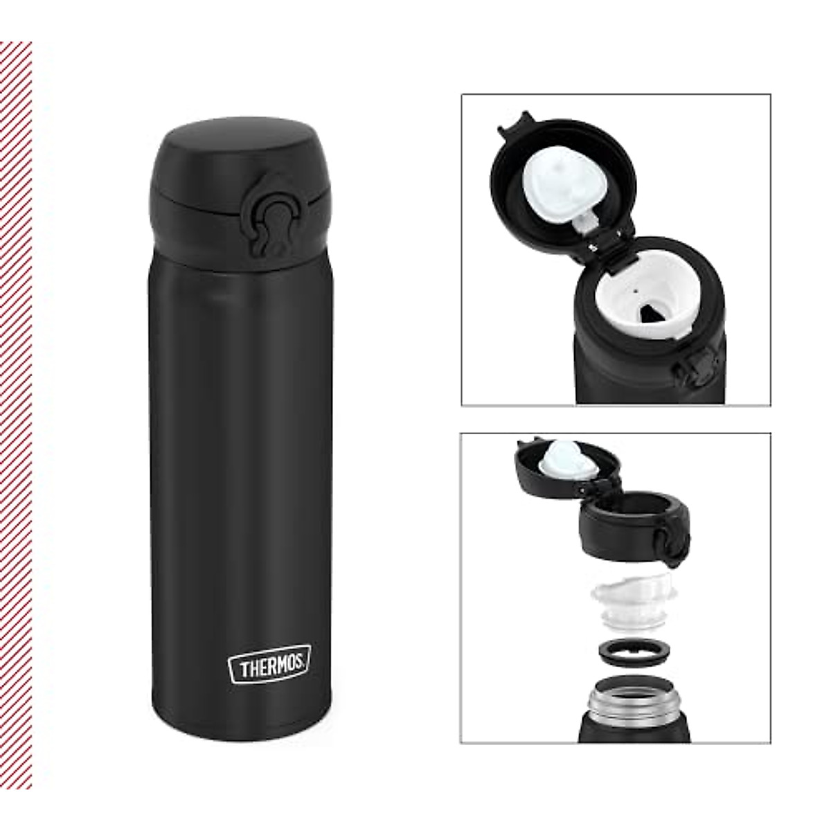 THERMOS 4035.232.050 Ultralight Thermos Flask, Black, 500 ml, Extremely Lightweight, 210 g, Drinking Bottle, Dishwasher Safe, Thermos Flask Keeps Hot for 10 Hours, Cold for 20 Hours, BPA-Free