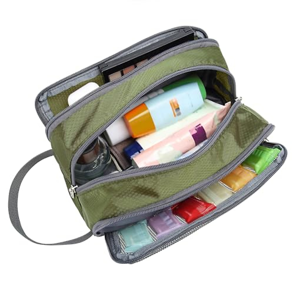 Yeiotsy Toiletry Bag, Light Mesh Travel Toiletry Organizer for Weekend Trip Gym Bag Mens Shaving Kit Bag (Army Green)