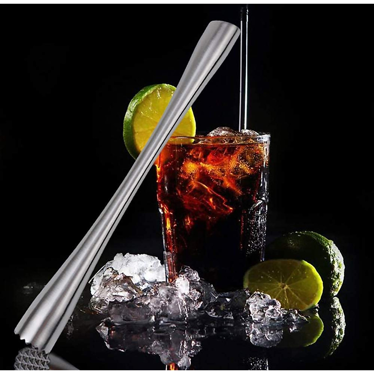 ITTA 10" Solid Stainless Steel Muddler with Serrated End (1)