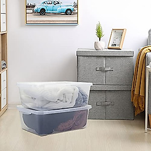 Nesmilers Clear Storage Boxs with Lids, 14 Quarts Latching Storage Totes Bins Set of 4