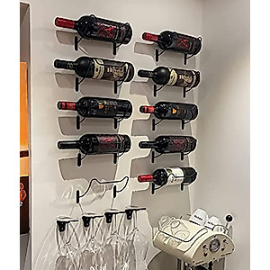 HighFree Wall Mounted Wine Racks 10 Pack Iron Wine Bottle Display Holder Rack Hanging Wine Organizer Rack with Screws for Beverages/Liquor Bottles Storage