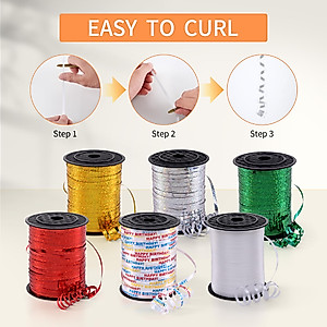 EODELLY White Curling Ribbon for Crafts 500 Yards of Gift Wrapping Balloons Hair and Florist Iridescent Crimped and Thin Ribbon, 3/16" Gift Ribbon for Baby Shower, Christmas(1 Roll)