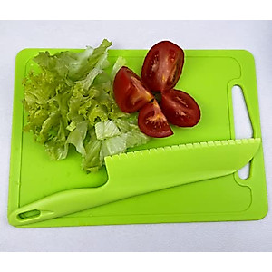 jawbush Professional Lettuce Knife, 11" Serrated Salad Knife for Veggies, Fruit, Bread, Cake, Salad, Plastic Kitchen Nylon Knife for Cooking and Cutting to Prevent Browning, Warm Xmas Gift, Green