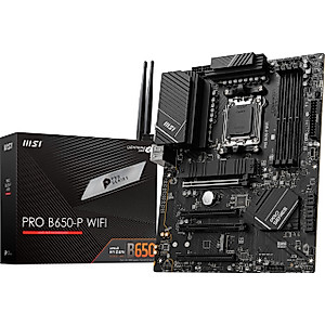 MSI PRO B650-P WiFi ProSeries Motherboard (AMD AM5, ATX, DDR5, PCIe 4.0, M.2, SATA 6Gb/s, USB 3.2 Gen 2, HDMI/DP, Wi-Fi 6E, AMD Ryzen 7000 Series Desktop Processors)