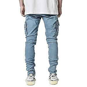 HUNGSON Men's Slim Fit Jeans 7 Pockets Stretch Skinny Denim Pencil Pants Nova Fashion