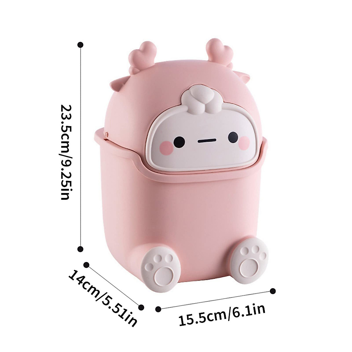 Ochine Mini Trash Can, Cute Cartoon Monster Deer Shaped, Polypropylene Material, 13"L x 7"W x 7"H, Manual Lift