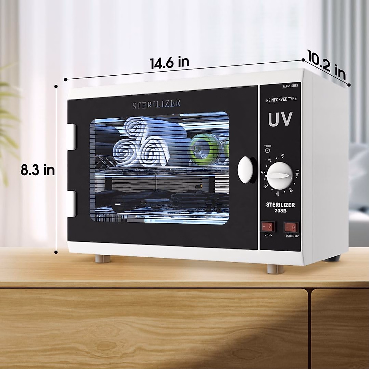 UV Sterilizer Cabinet. Dual Lamp Ultraviolet Disinfection Cabinet with Timer Setting, Suitable for Sterilization and Disinfection of Various Items