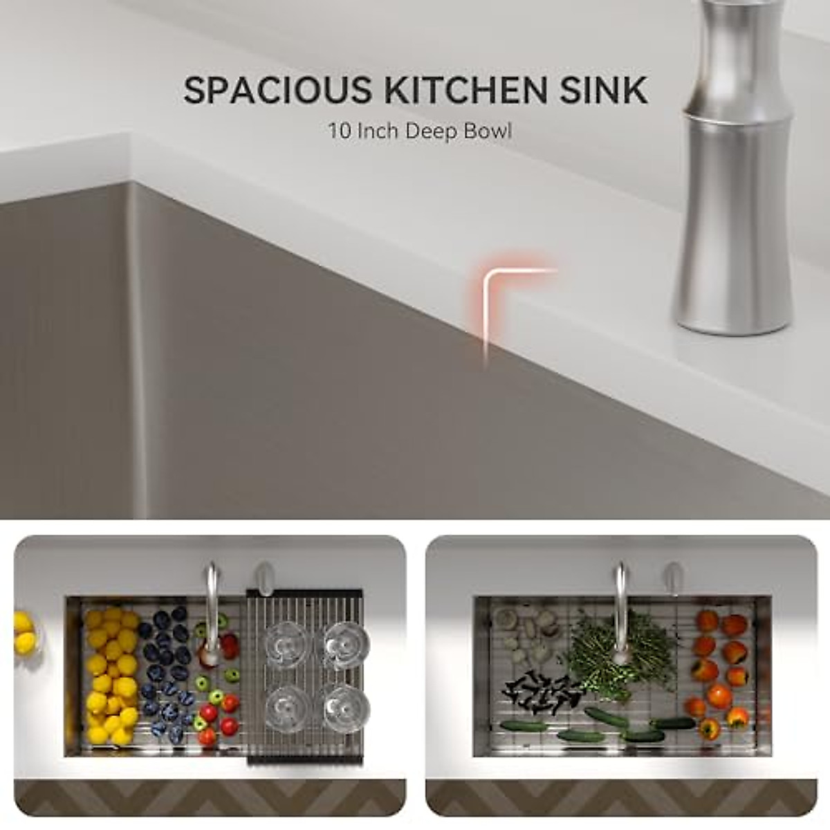 32 Undermount Kitchen Sink - Lordear 32 Inch Undermount Sinks Stainless Steel Single Bowl Kitchen Sink Under Counter Basin 32X19X10 Inch Round Corner