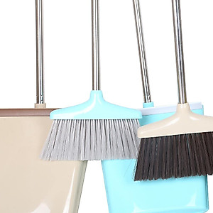 Broom with Dustpan Combo Set, Broom Dust Pan Set with 48inch Long Handle, Broom and Dustpan Set for Home, Kitchen, Office, Outdoor, Indoor - 3L Capacity, 10" Great Edge