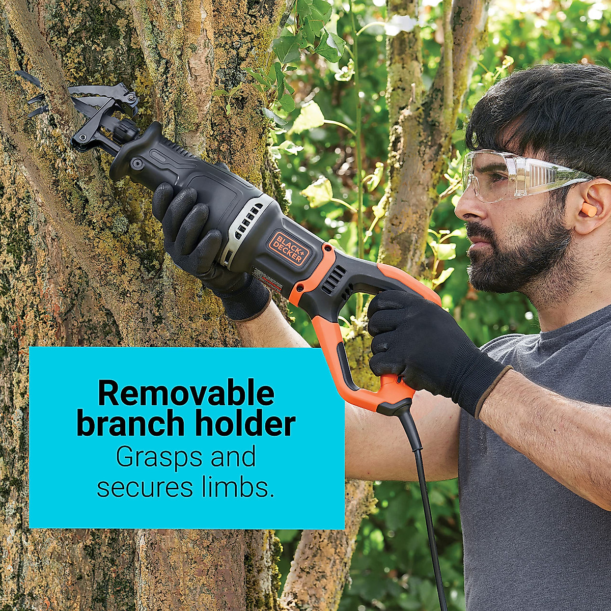 BLACK+DECKER 7 Amp Electric Reciprocating Saw with Removable Branch Holder (BES301K)