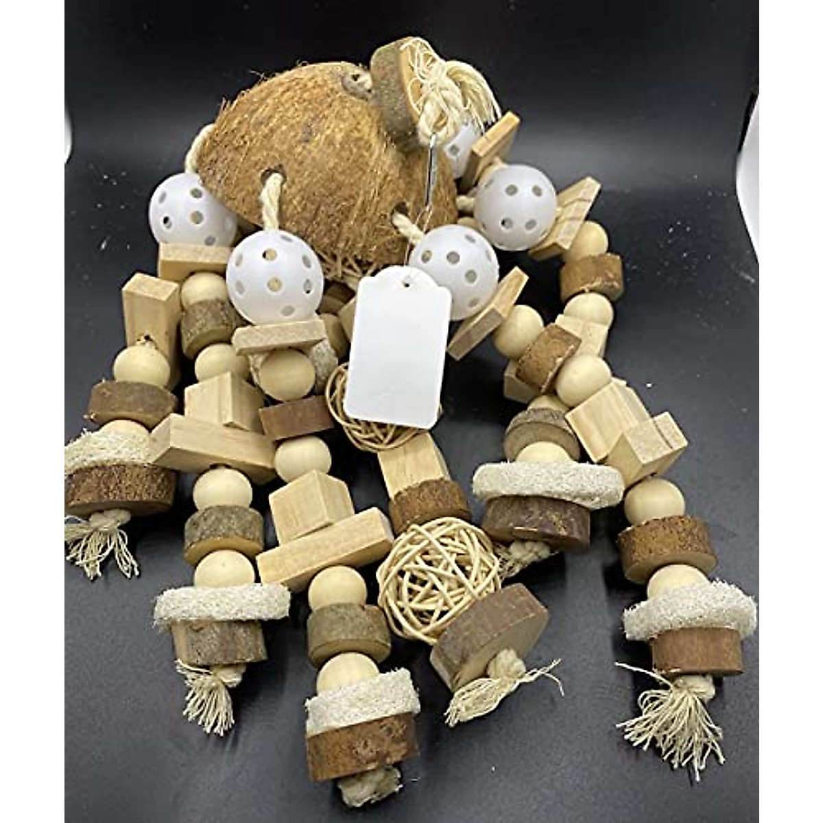 AIRUIFENG Bird Parrot Toy, Large Parrot Toy Natural Wood Blocks Chewing Toy for African Grey Cockatoos Amazon Conure Eclectus Medium Large Parrot Birds