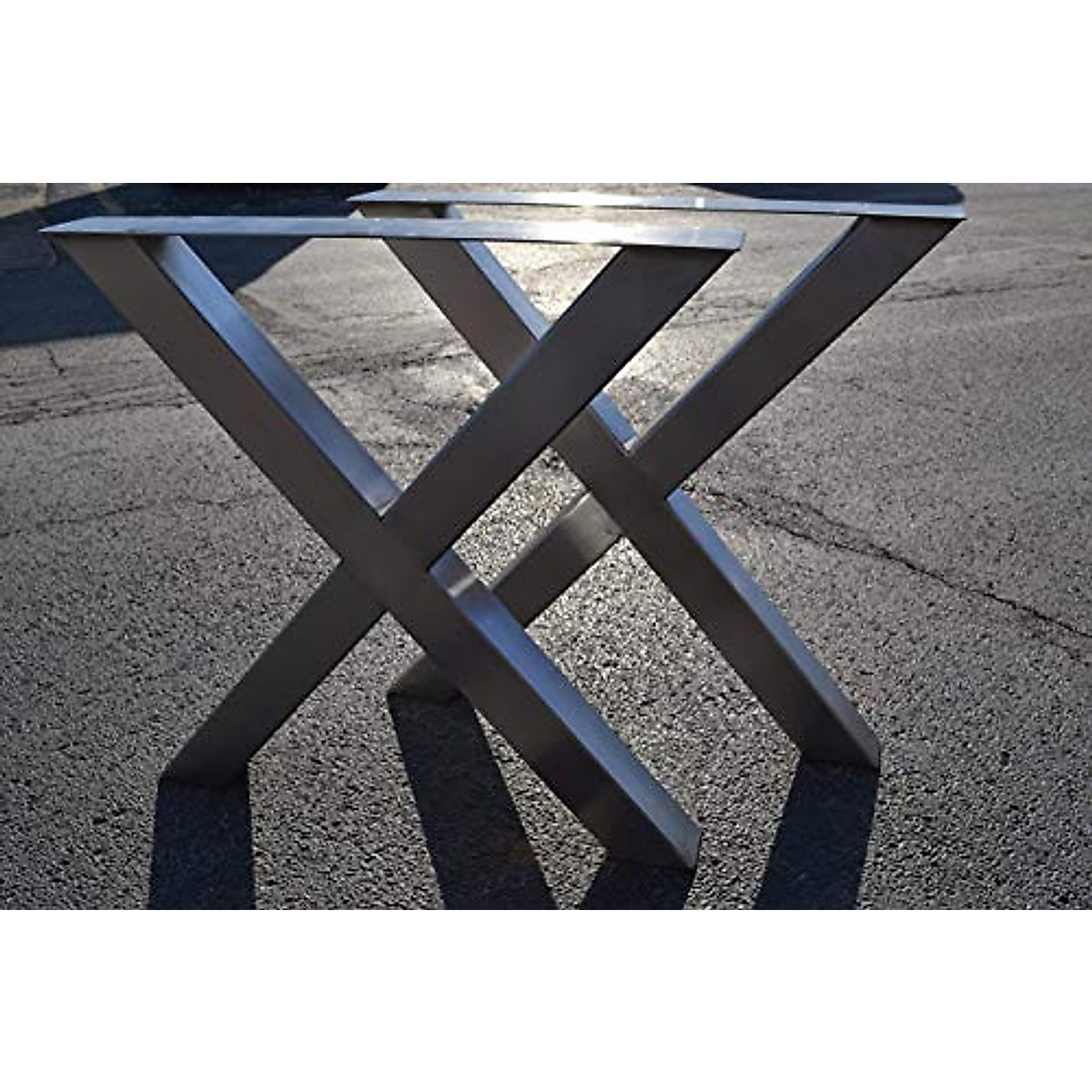 Brushed Stainless Table Legs, X-Frame Style - Any Size