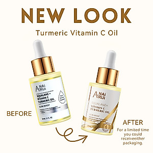 ANAI RUI Squalane Vitamin C Turmeric Facial Oil Moisturizer for Face, Hydrates, Firms Skin, 1fl.Oz.