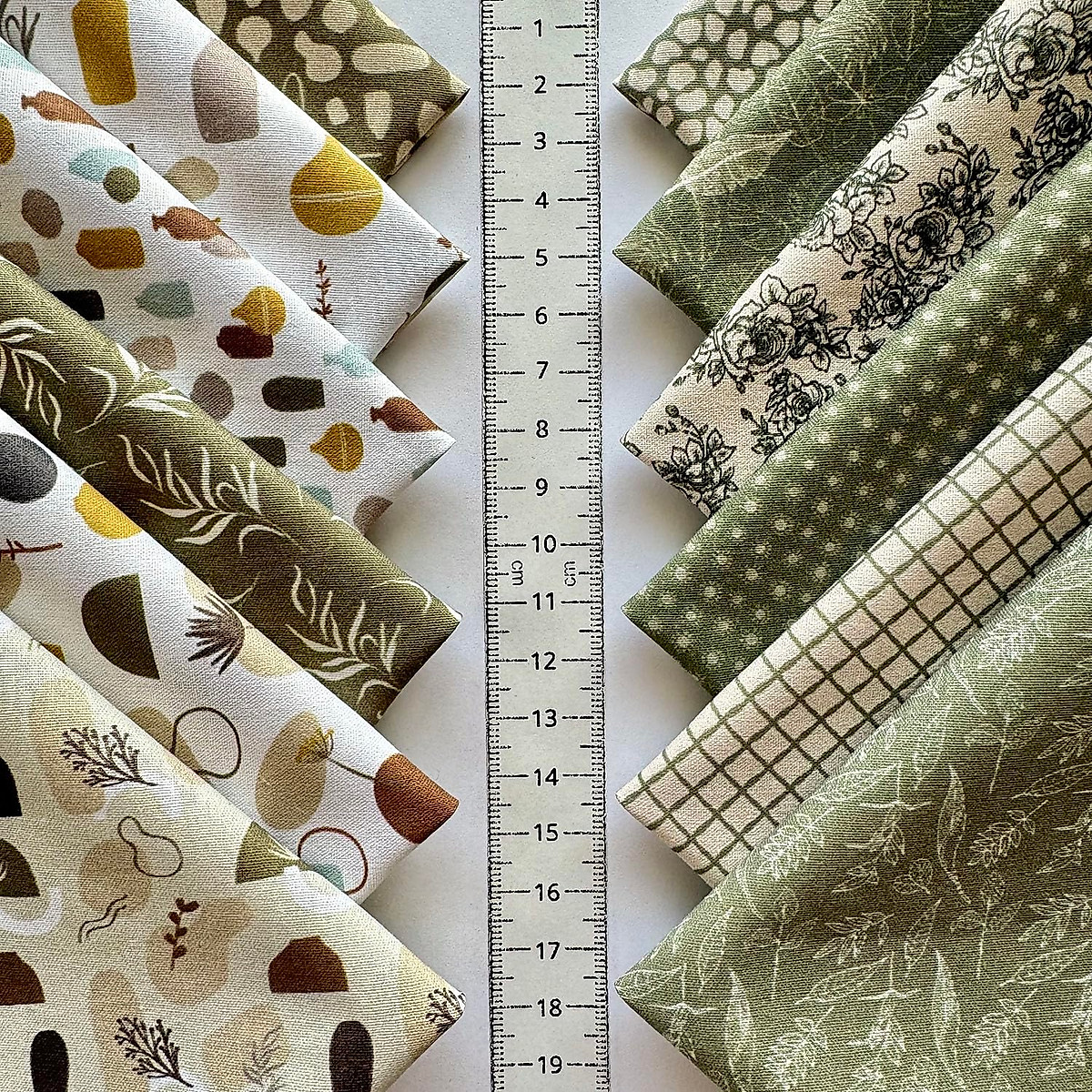 Precut Quilting Fabric Squares – 100% Cotton 60pcs 8 x 8 inches (20cm x 20cm) Sewing Fabric Bundle for Patchwork and Crafts, Turkish Cotton (Eco Style, #10)