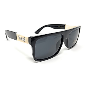 Locs 91156 Black Sunglasses | Authentic Gangster Squared Flat Top Ivory Arms Shades