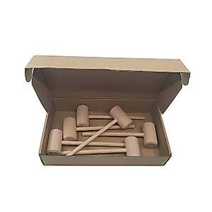 BSANG 8-Inch Large Wooden Crab Lobster Mallet, Seafood Hammers Shellfish Mallets, Wooden Hammer for Chocolate, Hammer Golf Tees, Breakable Heart Hammer, Natural Hard Beechwood (6 Pcs)