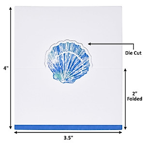 Gift Boutique 100 Pack Sea Shell Place Cards Beach Wedding Seating Name Table Setting Folded Tent Cards for Sea Shells Ocean Pool Baby Shower Dinner Spring Weddings Tables Party Decor 2 x 3.5 Inches