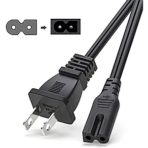 DIGITMON Replacement 10FT US 2-Prong AC Power Cord Cable for Brother PE-150 PE-180D PE200 300S Sewing Machine