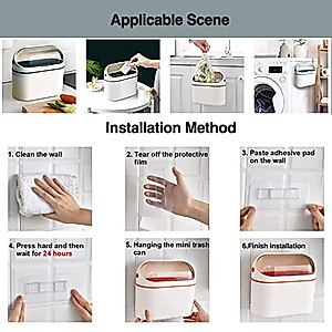 Benshukam Small Office Countertop Garbage Can Desktop Trash Can with Lid Mini Hanging Trash Can Blue Trash Can for Desk Mountable Tiny Wastebasket for Rv Dorm Freezer Laundry and More (Blue)