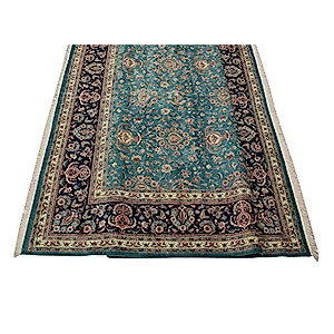 NOORI RUG Pak-Persian Tabriz Teal Green/Navy Rug, 12'0 x 16'0