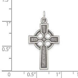 Solid 925 Sterling Silver Celtic Knot Irish Claddagh Cross Charm Pendant - 27mm x 16mm