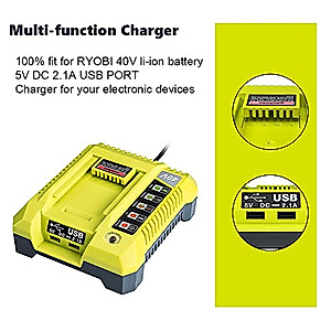 40V Charger for Ryobi, Hipoke OP401 Lithium-ion Battery Charger for OP4015 OP4026 OP4026A OP4030 OP4040 OP4050 OP4050A OP4060 OP40261 OP40301 OP40401 OP40501 OP40601 Ryobi 40V Lithium-ion Battery