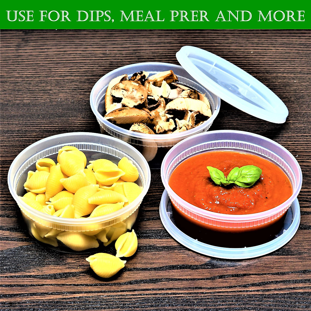 Deli Containers with Lids [8 oz. 50 Pack] Disposable Clear Lunch Containers Leakproof | Plastic Round Food Storage Containers | Freezer Containers for Food