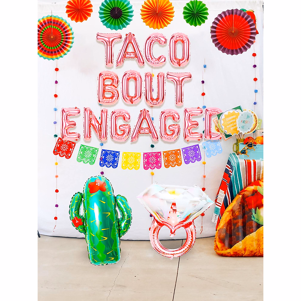 JeVenis Taco bout Engaged Banner Decoration Taco bout Love Engagement Decoration Taco Engagement Backdrop Mexican Wedding Bridal Shower Decoration