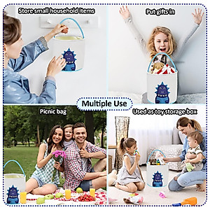 Leesgel Easter Baskets, Dinosaur Easter Basket for Kids, Easter Egg Hunt Basket with Handle Easter Buckets Easter Party Supplies Gifts Bags Toys Storage Bags