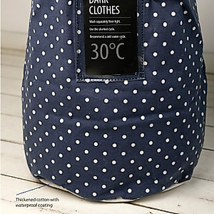 Collapsible laundry basket hamper. Round lunar canvas waterproof large storage bin baskets. Storage washing clothes and toys with handles and drawnstring 13.3"x 18.5"