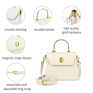 Scarleton Gold Top Handle Satchel Purses for Women, Handbags for Women, Crossbody Bags for Women, Shoulder Bag Purse Mini, H208402 - White