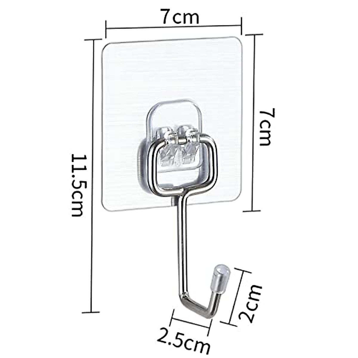 DASITON Large Adhesive Hooks 22Ib(Max) Adhesive Coat Hook Utility Hooks Towel and Coats Hooks, for Home Kitchen Bedroom Bathroom Office (8Pack)