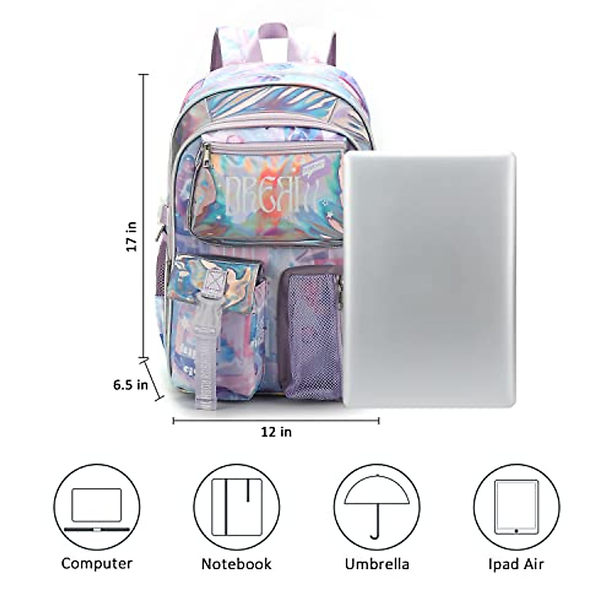 Robhomily 17 Inch Girls Backpack for Elementary School Multi Pocket Pink Backpack for Girls 8-10, Lightweight Kawaii Elementary School Backpack for Girls Waterproof