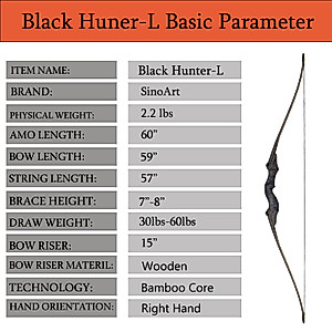 SinoArt 60" Takedown Longbow Archery Wooden Archery Bow Included Fur Rest Pad Stringer Tool Tab String Nocks Right and Left Hand for Hunting or Target(35lbs, Right Hand)