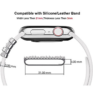 5Pcs Charms for Apple Watch band 41mm 45mm 40mm 44mm 38mm 42mm Women,Diamond+Metal Jewelry Decorative Ring Loops For iWatch series 8 7 6 5 4 3 2 se,Galaxy watch 5/4,Silicone strap Charm Accessories
