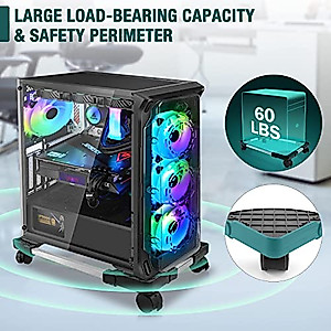 Seloom Computer Tower Stand, PC Desktop Stand, Adjustable Mobile CPU Stand, PC Tower Stand with Rolling Caster Wheels, PC Riser Fits Most Gaming PC Under Desk
