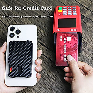 WXM Magnetic Phone Card Holder with Magnetic Wireless Charging Wallet Credit Holder Real Carbon Fiber RFID Blocking Minimalist Mens Gift