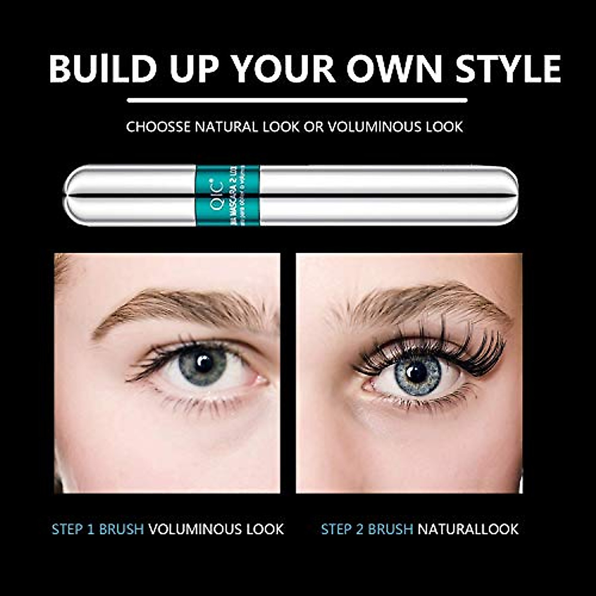 2PCS 4D Silk Fiber Lash Mascara,2 in 1 Thrive Mascara For Natural Lengthening And Thickening Effect,no clumping Superstrong Mascara for Long-Lasting,Beauty Charming Eye Make up