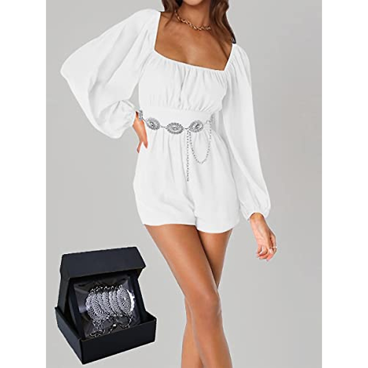 trypro Metal Waist Chain Belt for Women Western Cowgirl Adjustable Concho Silver Chain Belts for Dresses Jeans Gift