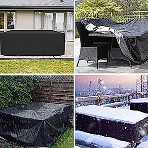Patio Furniture Covers, Outdoor Waterproof Patio Table Furniture Set Covers, Rectangular Table and Chair Set Cover, Outdoor Sectional Sofa Set Covers with 4 Windproof Buckles 300x240x90cm(LxWxH)