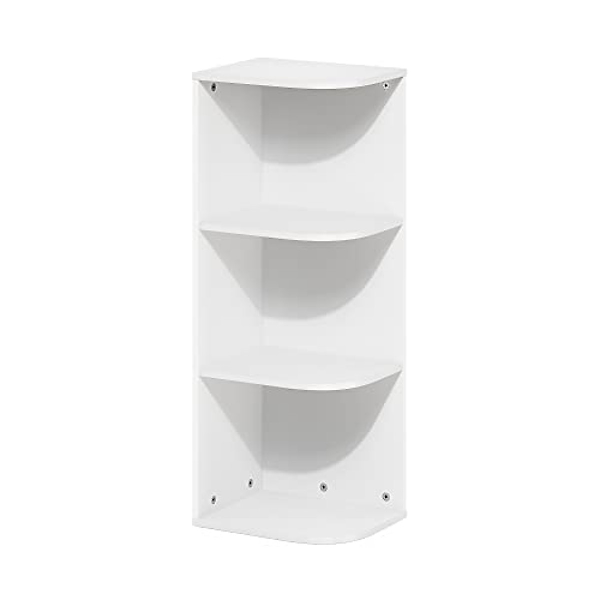Furinno Pasir 3-Tier Corner Open Shelf Bookcase, White