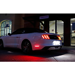 iJDMTOY Smoked Lens Red Full LED Rear Side Marker Light Kit Compatible with Ford 2015-up Mustang, Powered by 48-SMD LED, Replace OEM Back Sidemarker Lamps