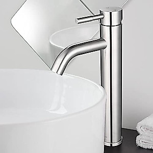 Aquaterior Single Handle Vessel Sink Faucet 12 inch Tall Bathroom Sink Faucet Hot and Cold Water Mixer Stainless Steel Single Hole Faucet Brushed Nickel (CUPC NSF CEC)