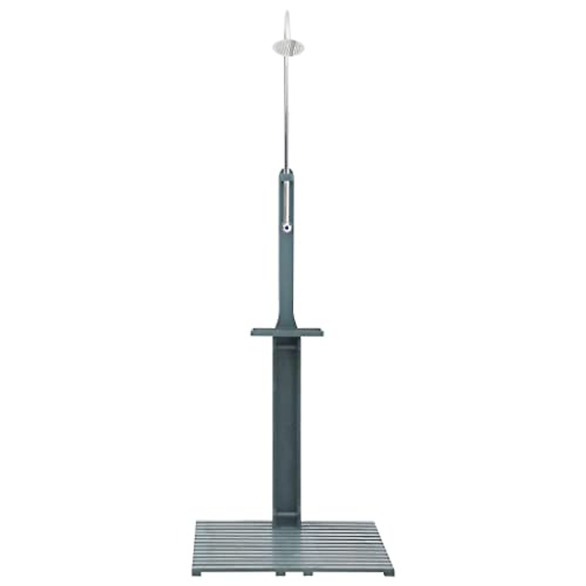 vidaXL Solid Wood Fir Garden Shower with Base Tray Soap Rack Adjustable Water Pressure Beach Poolside Outdoor Shower System Anthracite