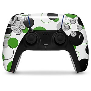 WraptorSkinz Skin Wrap compatible with Sony PS5 DualSense Controller Lots of Dots Green on White (CONTROLLER NOT INCLUDED)