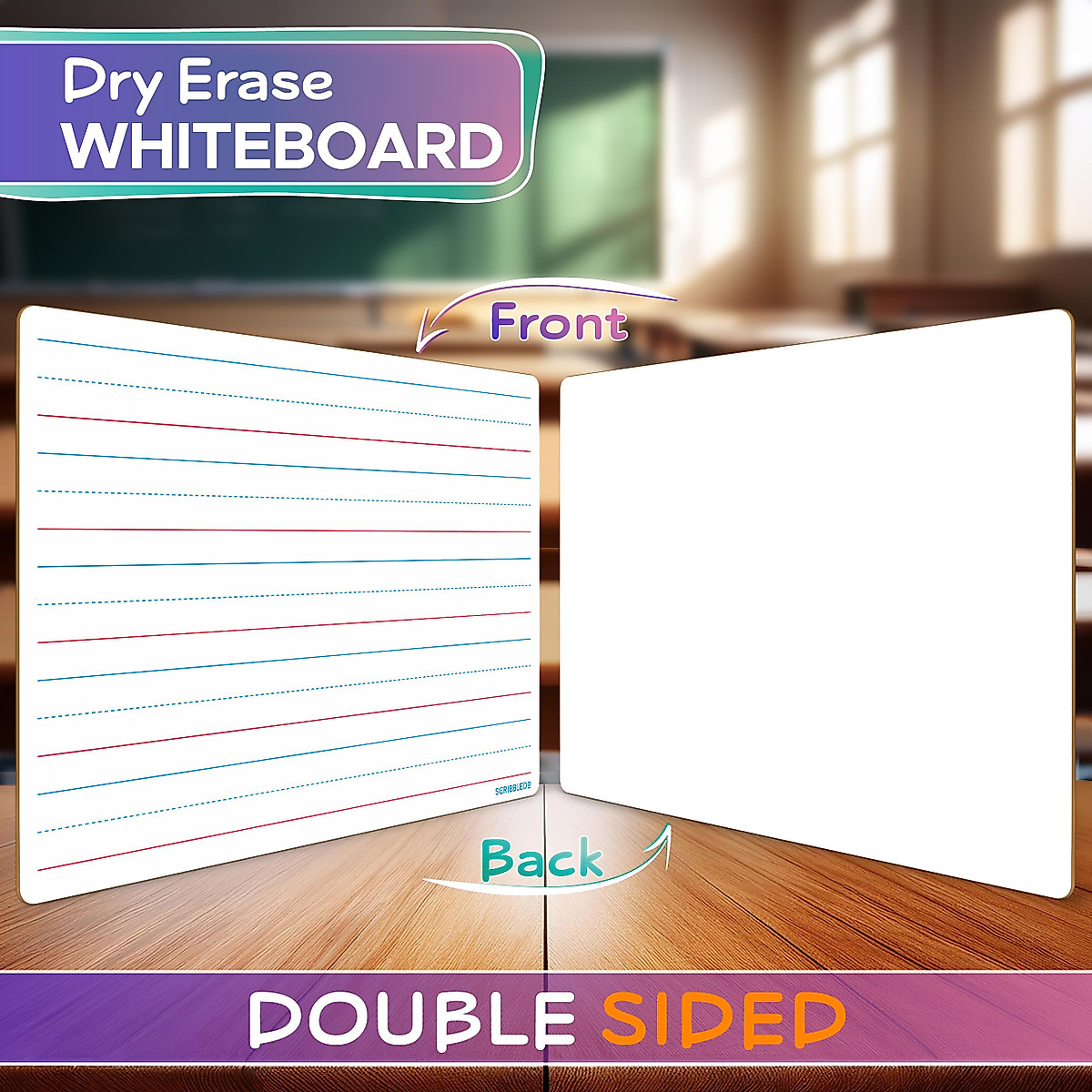 Double Sided Whiteboard Lined Dry Erase Board for Kids Ruled Writing Board Handwriting Practice for Kids - Small White Board Dry Erase Board 9x12 Dry Erase Board with Lines Education Teacher Supplies