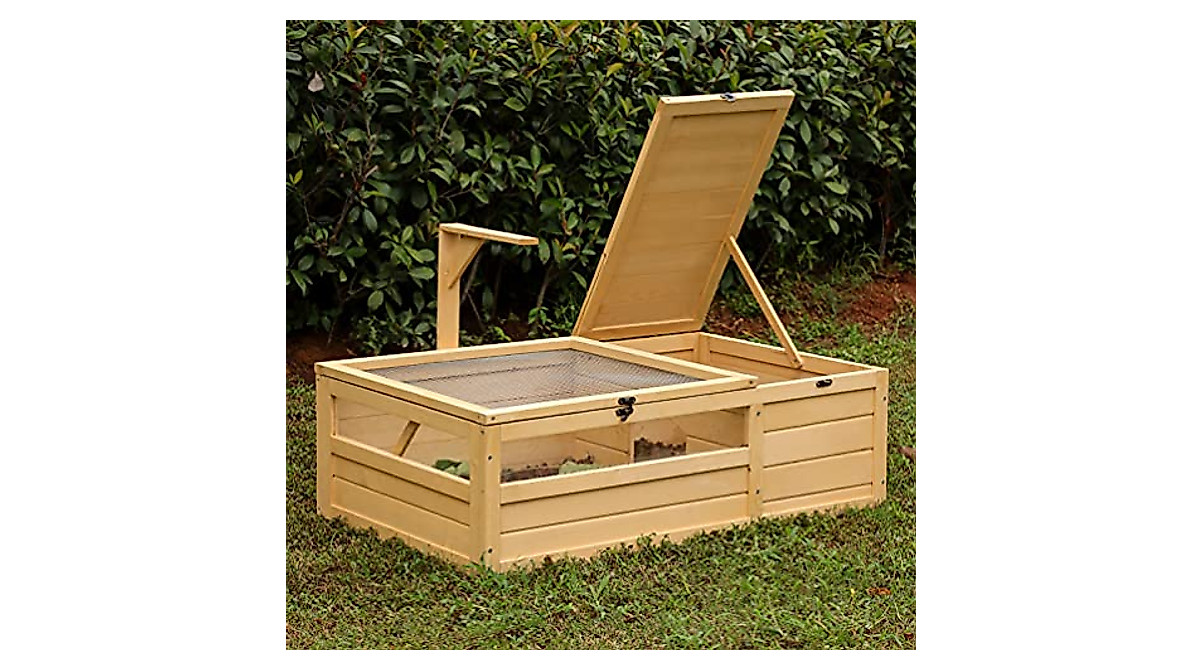 GIODIR Wooden Tortoise House Large Tortoise, Indoor Tortoises Enclosure ...