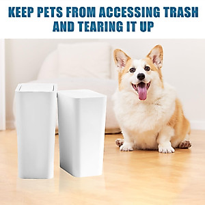 Cheardia 3 Pack Bathroom Trash Can, 12L /3 Gallon and 9L /2.3 Gallon Plastic Slim Garbage Bin Wastebasket with Pop-Up Lid for Kitchen, Bedroom, Office, Dorm, Fits Under Desk, Cabinet, Sink, Cream