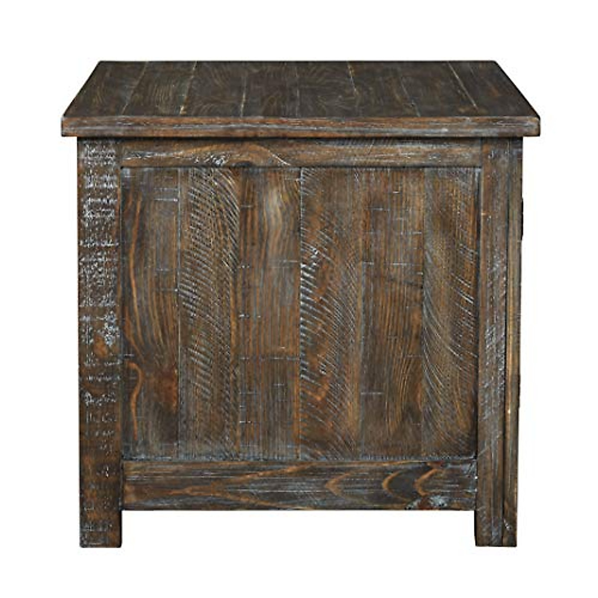 Signature Design by Ashley Danell Ridge Rustic Square End Table with Double Cabinet Doors and 1 Storage Shelf, Brown