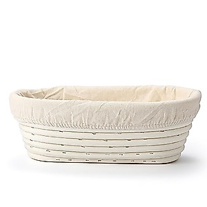 Saint Germain Bakery Premium Round Bread Banneton Basket with Liner - Perfect Brotform Proofing Basket for Making Beautiful Bread - Ultimate Bread Bundle (9 in. Round/10 in. Oval)